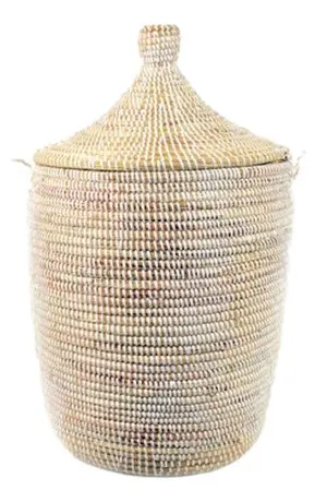 MBARE Dou Lid Storage Basket Monochrome Medium Storage - White