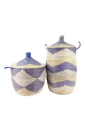 MBARE Dou Lid Storage Basket Chevron Low Storage
