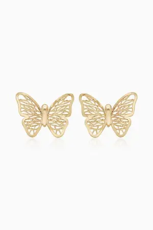 ORADINA 14k Social Butterfly Stud Earrings - Yellow Gold