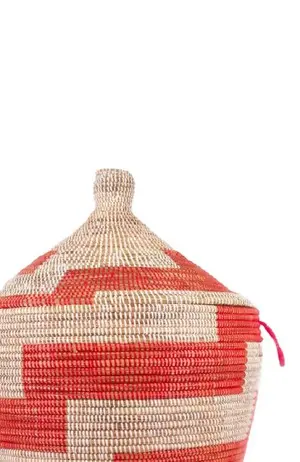 MBARE Dou Lid Storage Basket Stripe Red Low Storage