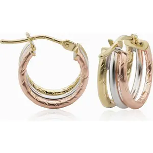 ORADINA Unity Mini Hoop Earrings - 14k Tricolor Gold