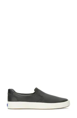 Keds® Pursuit Leather Slip-on Sneaker - Black/black