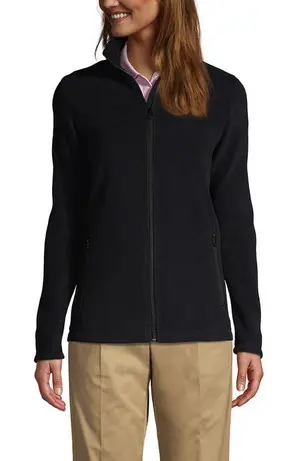 LANDS' END Full-zip Mid-weight Fleece Jacket - Black