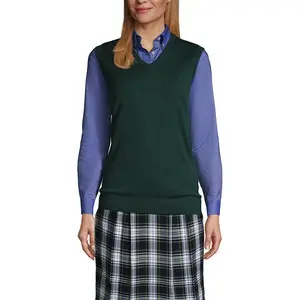 LANDS' END School Uniform Cotton Modal Fine Gauge Sweater Vest - Evergreen