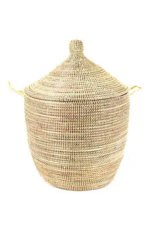 MBARE Dou Lid Storage Basket Monochrome Low Storage - Natural