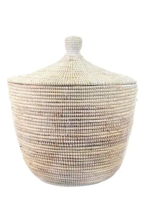 MBARE Dou Lid Storage Basket Monochrome Low Storage - White
