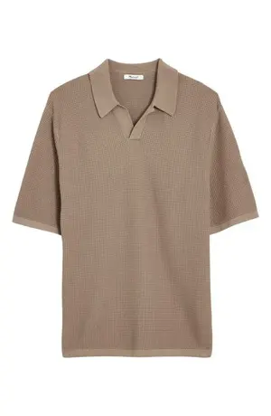 Madewell Marigold Waffle Stitch Polo - Telluride Stone