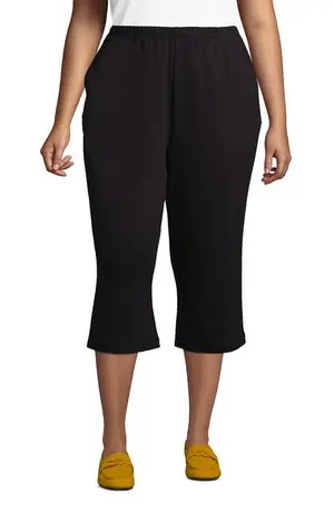 LANDS' END Sport Knit High Rise Capri Pants - Black