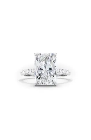 HAUTECARAT HauteCarat Radiant Cut Pavé Lab-Created Diamond Ring White Gold