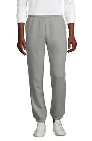 LANDS' END Fleece Back Sweatpants - Gray Heather