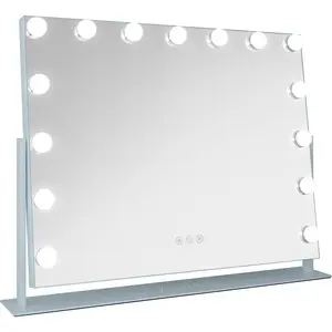 ZADRO Large Horizontal Hollywood Makeup Mirror With Lights - French Blue