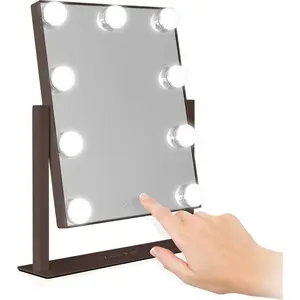 ZADRO Small Vertical Hollywood Makeup Mirror With Lights Chocolate