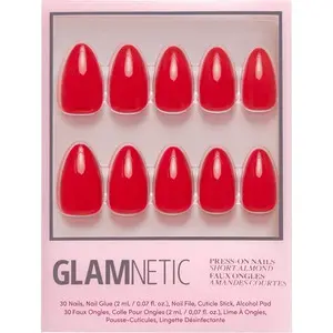 GLAMNETIC Short Almond Press-on Nails Set - Fiery Red