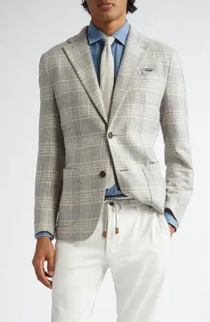 Eleventy Plaid Wool & Cashmere Donegal Tweed Sport Coat