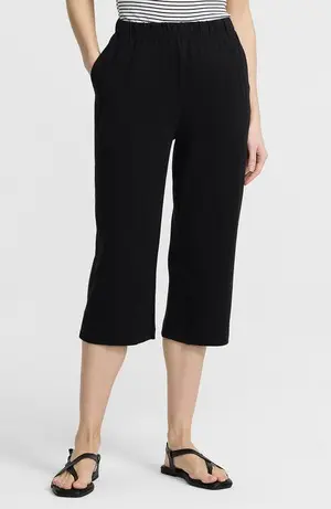 LANDS' END Sport Knit High Rise Capri Pants - Black