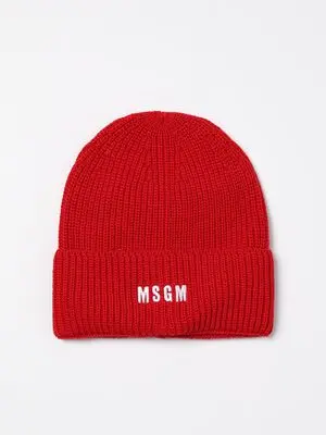 MSGM Ribbed Beanie - Red