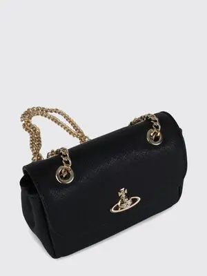 VIVIENNE WESTWOOD Victoria Saffiano Leather Mini Shoulder Bag With Orb Logo