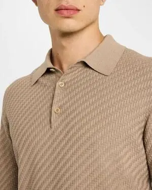 Brioni Basketweave Polo Sweater - Beige