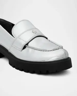 Tory Burch Medallion Lug-sole Loafers - Argento
