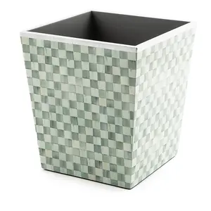 MACKENZIE-CHILDS Sterling Check Lacquer Waste Bin - Multi