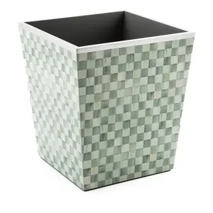 MACKENZIE-CHILDS Sterling Check Lacquer Waste Bin - Multi