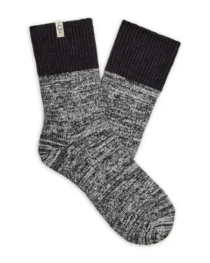 UGG Rib Knit Slouchy Quarter Socks - Black