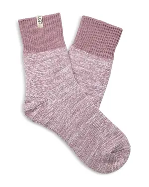 UGG Rib Knit Slouchy Quarter Socks Shadow