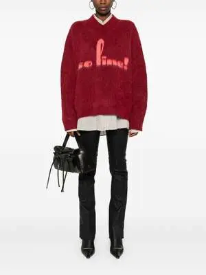 Martine Rose Brushed V-neck Sweater - Red