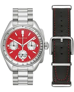Bulova Archive Lunar Pilot Chronograph 43.5mm - Red/silver