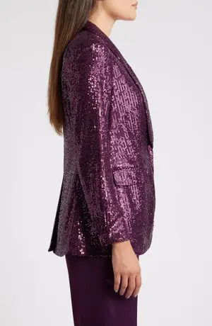 Anne Klein Shawl Collar Sequin Blazer