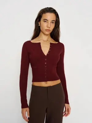 REFORMATION Meadow Regenerative Merino Cardigan - Red