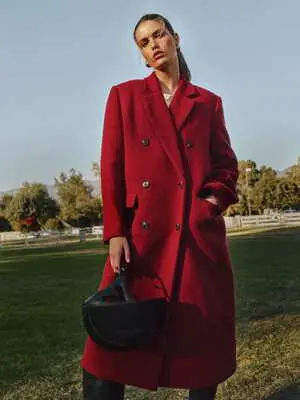 REFORMATION Lucas Overcoat Red