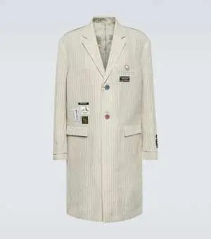 UNDERCOVERISM Appliqué Pinstripe Wool And Linen Coat