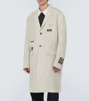 UNDERCOVERISM Appliqué Pinstripe Wool And Linen Coat