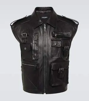 Dolce & Gabbana Sleeveless Leather Biker Jacket