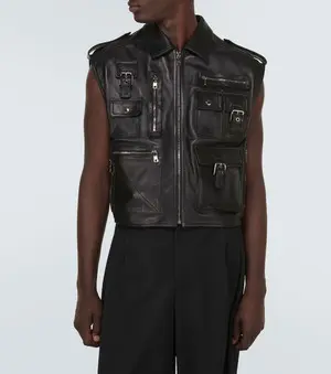 Dolce & Gabbana Sleeveless Leather Biker Jacket