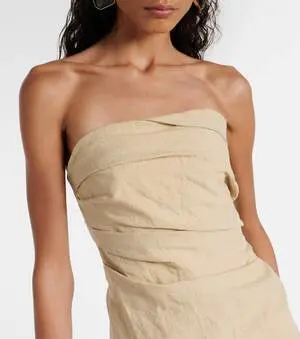 Tove Izel Strapless Linen Top - Beige