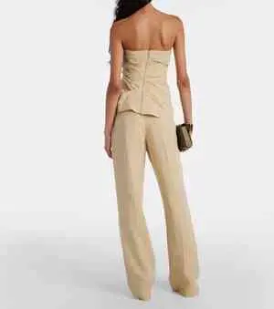 Tove Izel Strapless Linen Top - Beige