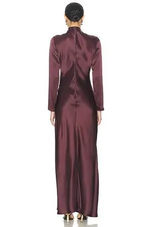 Lapointe Satin Bias Tab Slit Gown - Mulberry