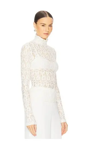 L'academie Kayden Lace Mockneck Top - Beige