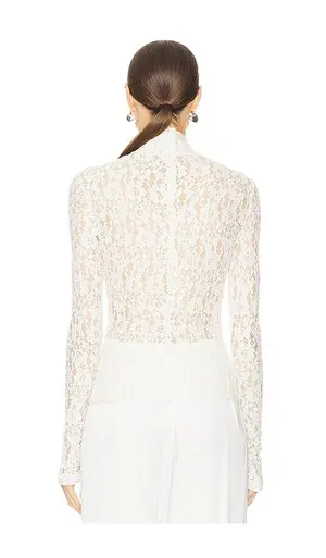 L'academie Kayden Lace Mockneck Top - Beige