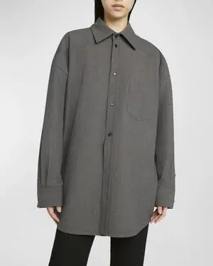 Bottega Veneta Wool-blend Buttoned Shirt - Graphite
