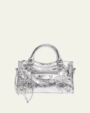 Balenciaga Le City Mini Metallic Top-handle Bag - Silver