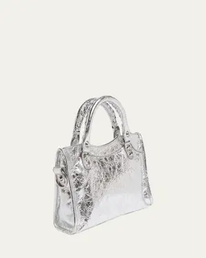 Balenciaga Le City Mini Metallic Top-handle Bag - Silver