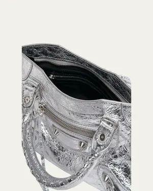Balenciaga Le City Mini Metallic Top-handle Bag - Silver