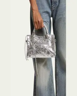 Balenciaga Le City Mini Metallic Top-handle Bag - Silver