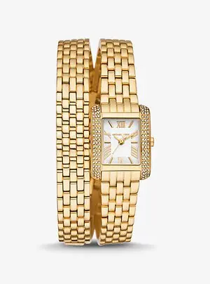 Michael Kors Petite Emery Pavé -Tone Double Wrap Watch  display picture 2