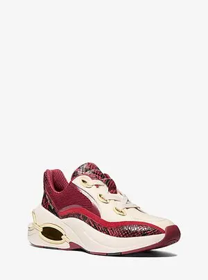 Michael Kors Michael Kors Toni Mixed-Media Sneaker Red