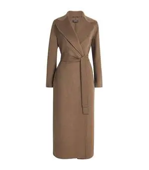 Max Mara Virgin Wool Wrap Coat - Brown
