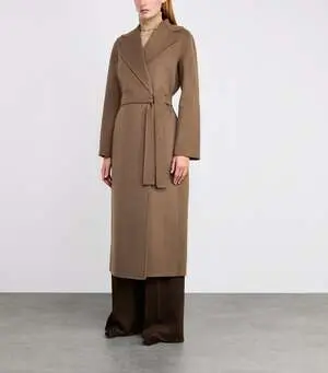 Max Mara Virgin Wool Wrap Coat - Brown